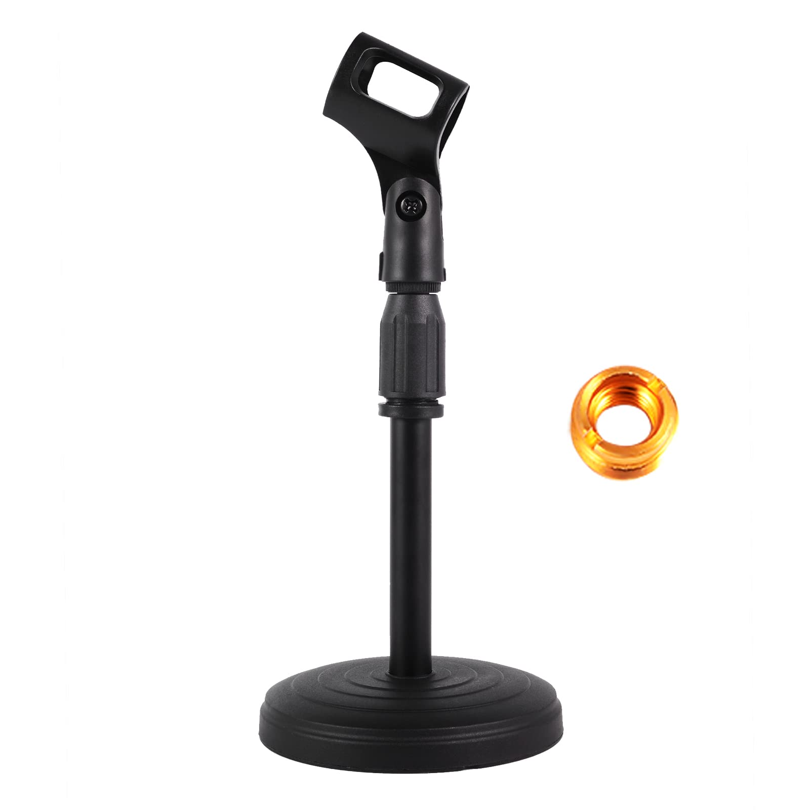 Poocar Desktop Microphone Stand,Heavy Duty Table Desk Microphone Stand with Non-Slip Metal Base, 3/8" and 5/8" Adapter Adjustable Height for Blue Yeti Snowball Spark & Other Microphone