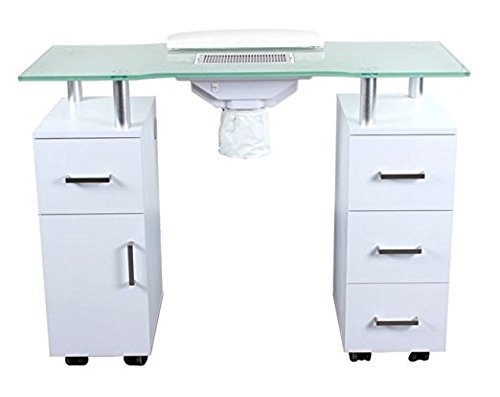 Manicure Table GLASS GLOW WHITE Salon Nail Table Salon Furniture & Equipment