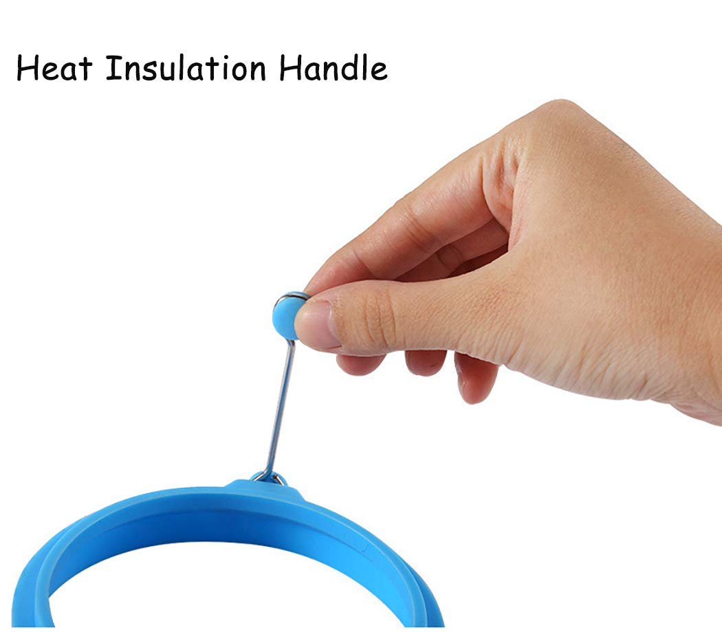Silicone Egg Rings, 2 Pack Pancake Rings Non Stick Fried Egg Ring Mold, 4 Inch Egg Cooking Rings for Mcmuffins, Round Pancake Mod (Blue)