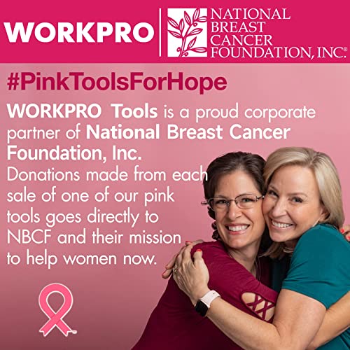 WORKPRO Magnetic Screwdrivers Set, 8-piece Pink Hand tools for Womens, Includes Philips, Flathead, Slotted, Stubby Screwdrivers with Organizer Rack - Pink Ribbon