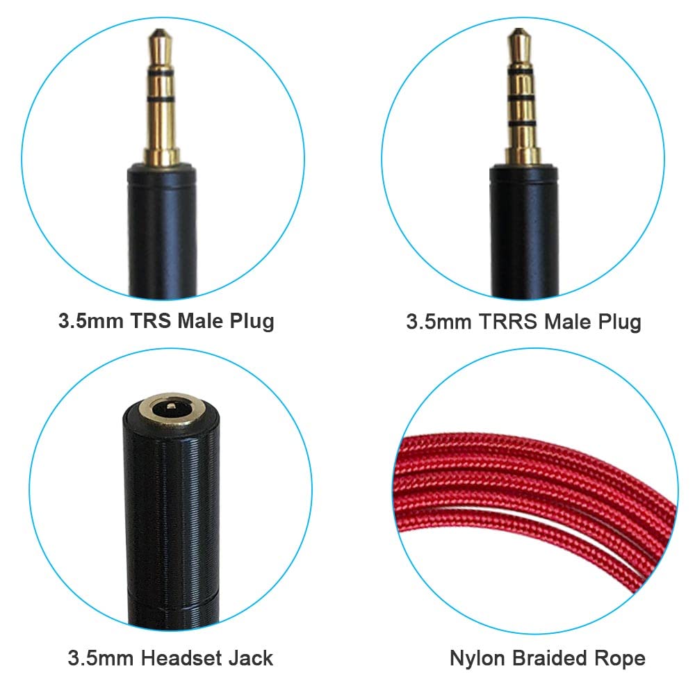 QJYTH Chat Link Cable Compatible with Elgato HD60,HD60S,HD60Pro, Party Chat Link Audio Adapter Cable Fit for PS4, PS5, Xbox One Chat Wire 2.0 M (Red)