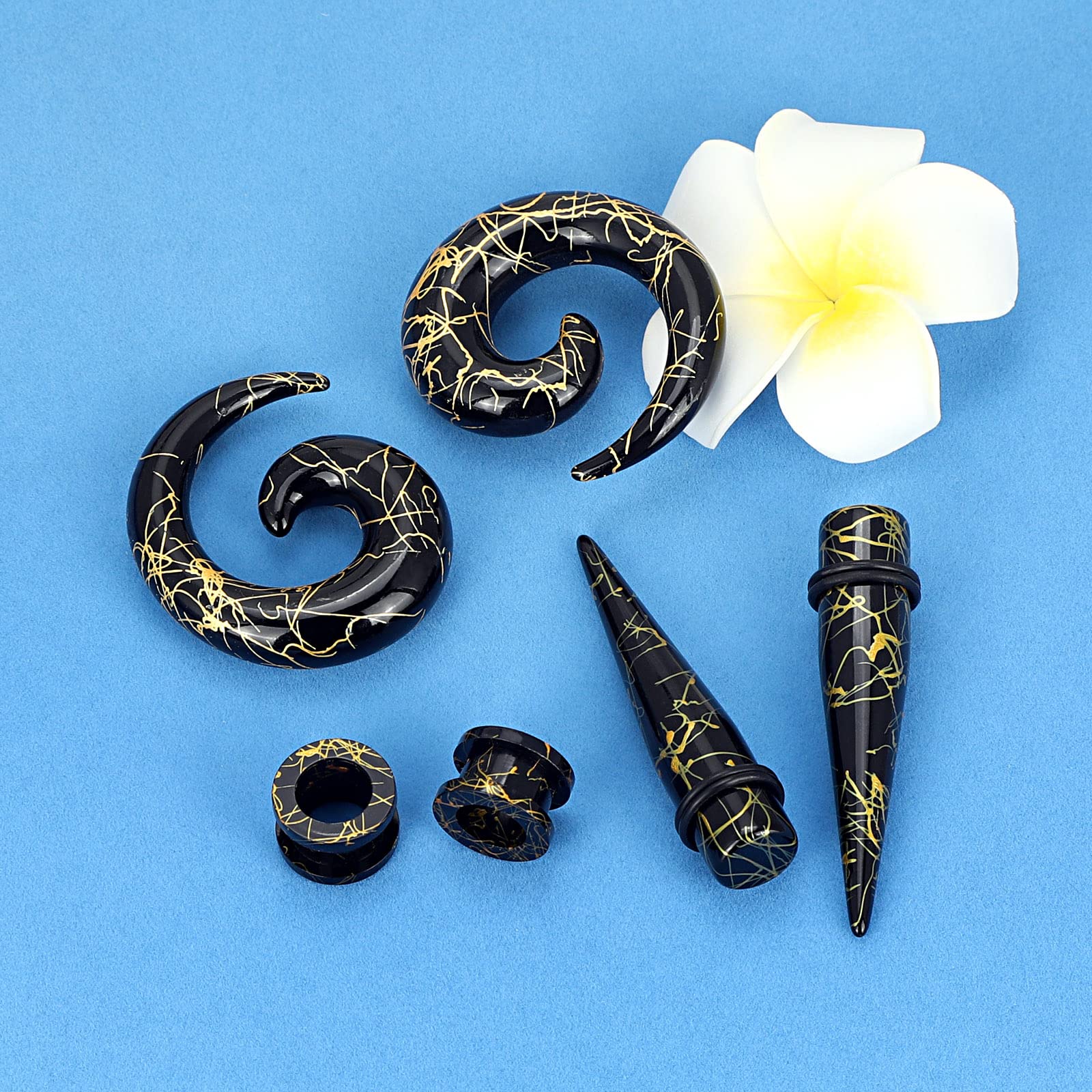 Qmcandy Acrylic Ear Stretching Kit Tapers Tunnels Spiral Expander Set 6pcs Ear Piercing Starter Gauges 00g
