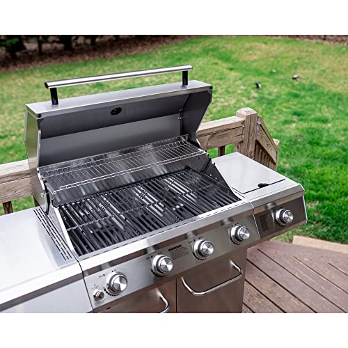 Monument Grills Larger 4-Burner Propane Gas Grill Stainless Steel Heavy-Duty Cabinet Style with LED Controls & Side Burner