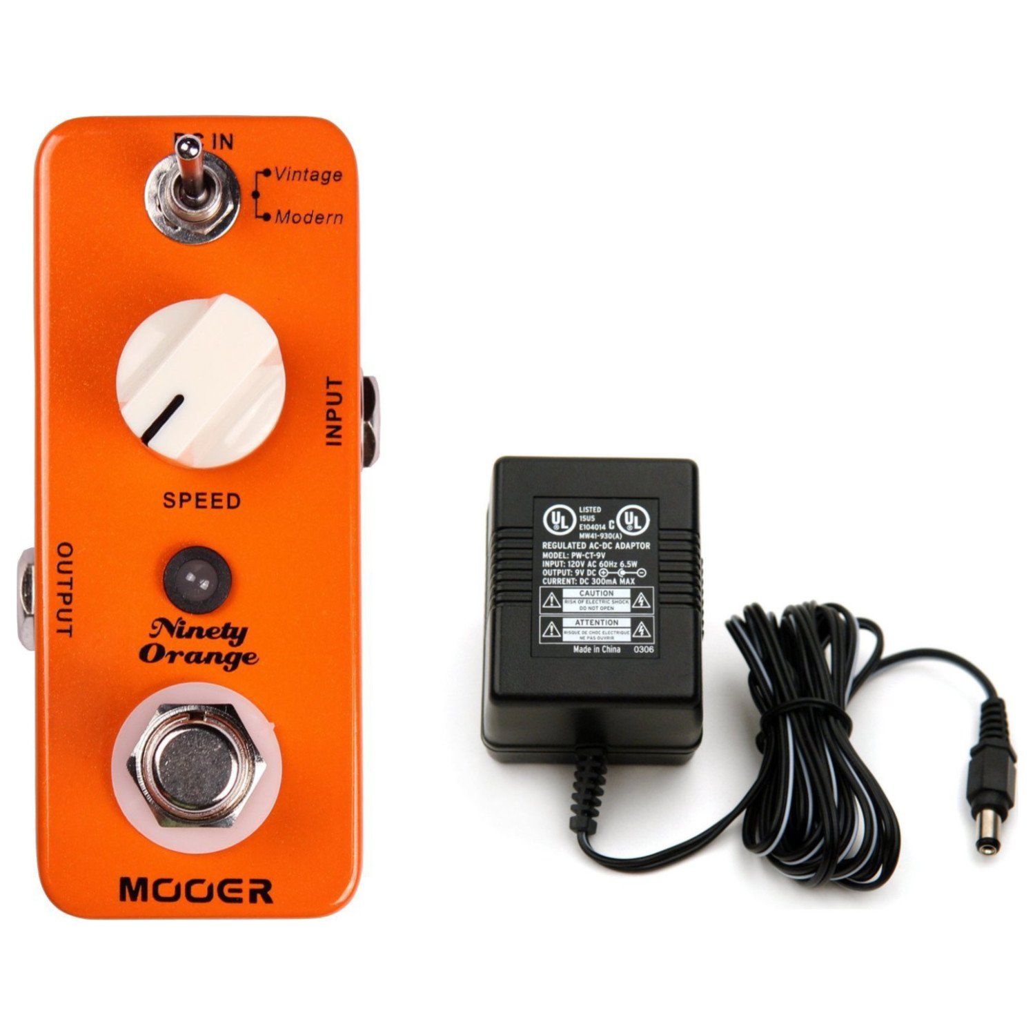 Mooer Ninety Orange Analog Vintage Phaser Pedal w/ Vintage/Modern Modes w/ Power Supply