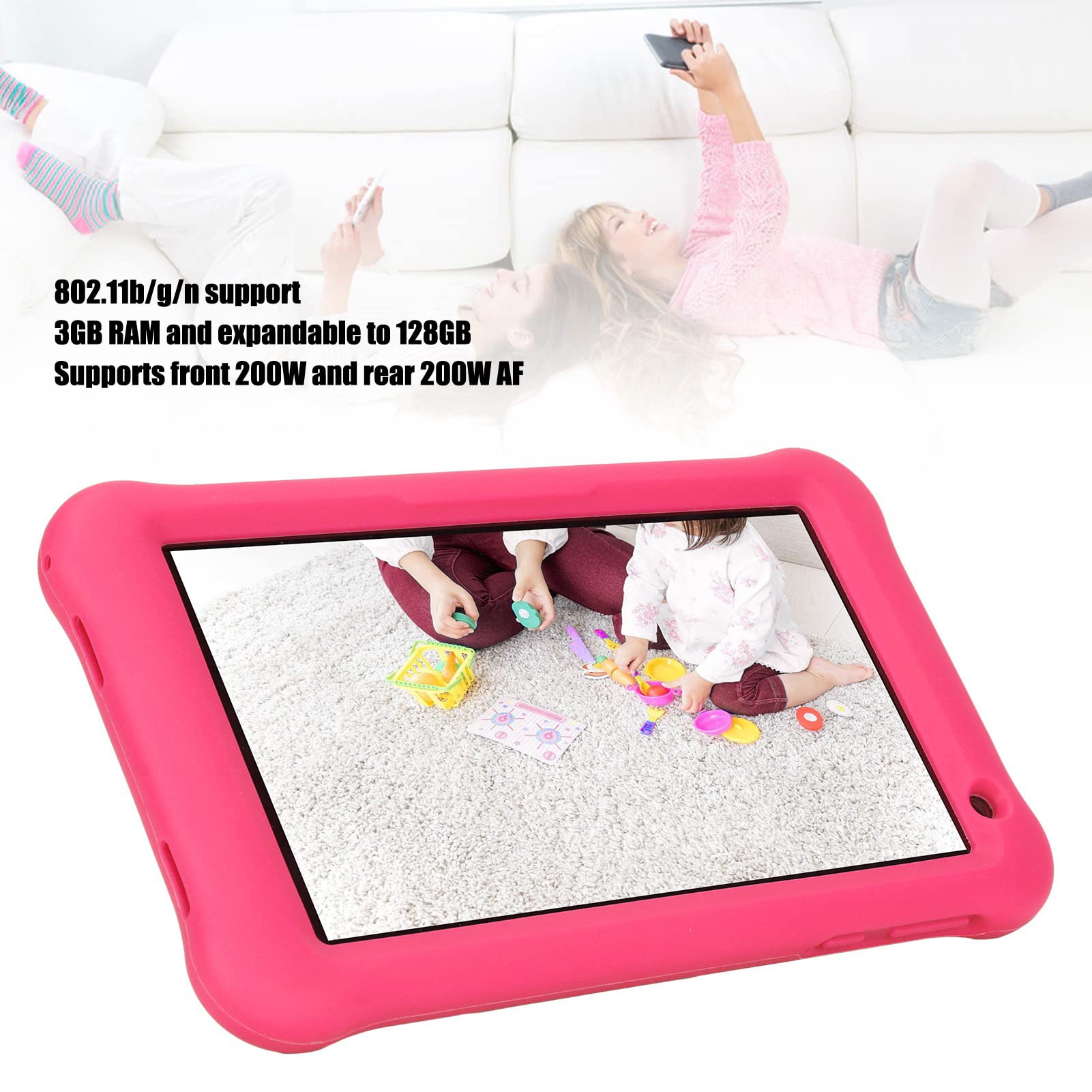 Zyyini Computer Kids Tablet,7 Inch for 11 Kids Tablet,3GB RAM 32GB ROM,WiFi, Dual Camera,with Tablet Case Bracket,for Kids Learning, Gaming