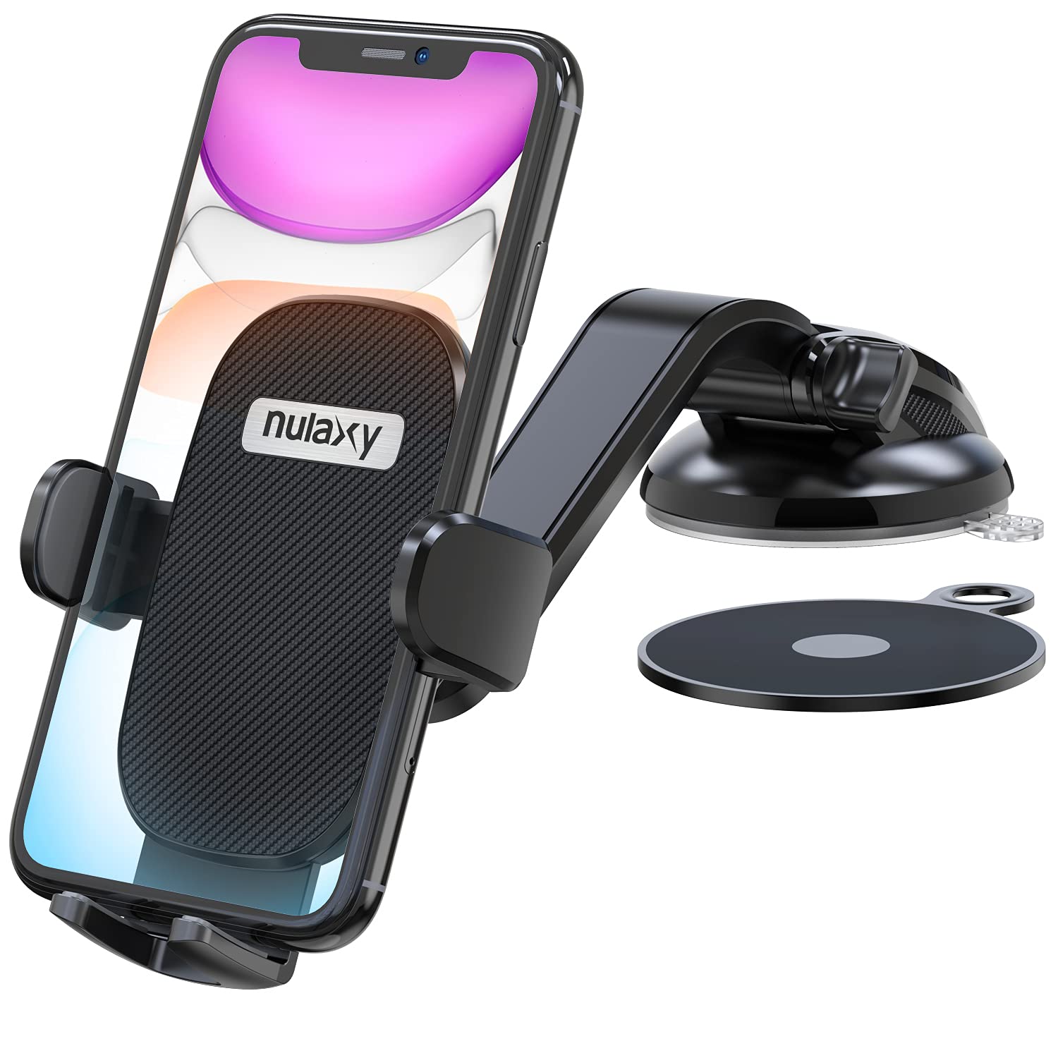 Nulaxy Phone Holder for Car, No Obstruction View Dashboard Windshield Car Phone Mount Strong Suction with Extra Gel Pad for iPhone 11 Pro Max/11/XS Max, Galaxy S10, Google Pixel 3 XL Other 4.7''- 6.5β