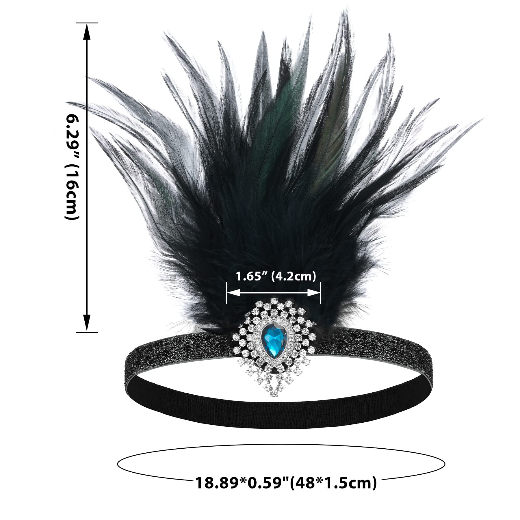 SWEETV Flapper Headband 1920s Headpiece Rhinestone Feather Hair Band Great Gatsby Headpiece for Women,Wine Red
