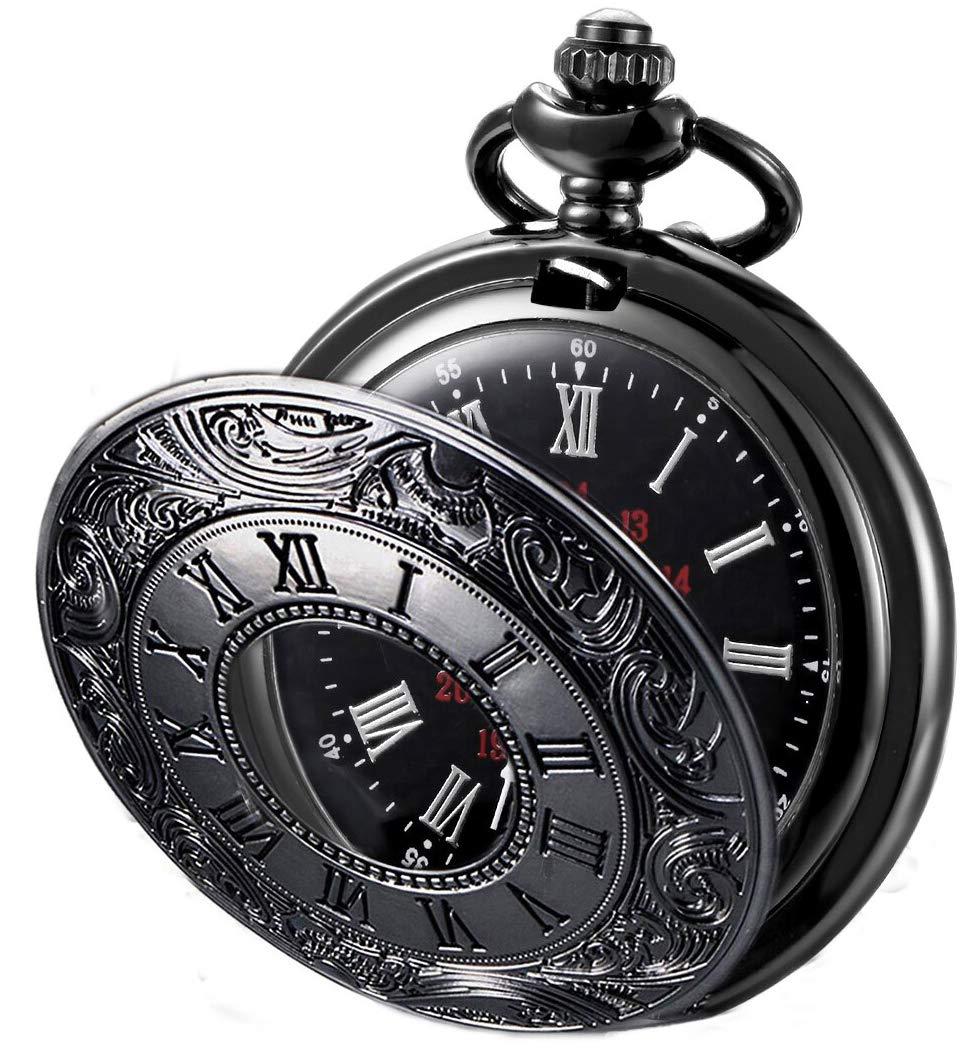 MJSCPHBJK Vintage Pocket Watch for Men Roman Numerals Scale Quartz Pocket Watches with Chain for Xmas Fathers Day Gift