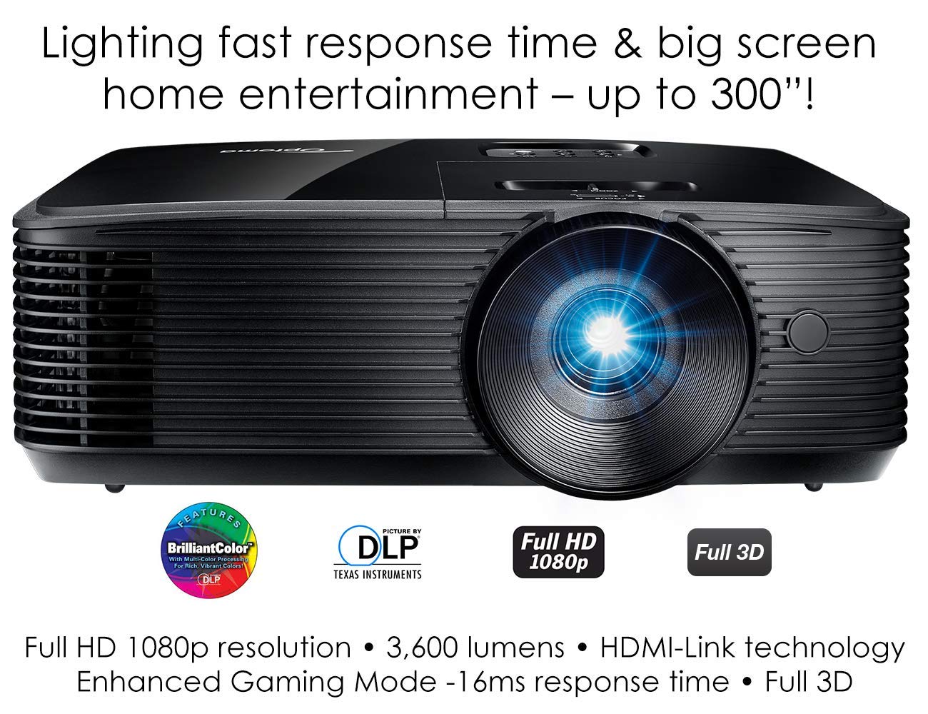 Optoma HD146X High Performance Projector for Movies & Gaming | Bright 3600 Lumens | DLP Single Chip Design | Enhanced Gaming Mode 16ms Response Time (Renewed)