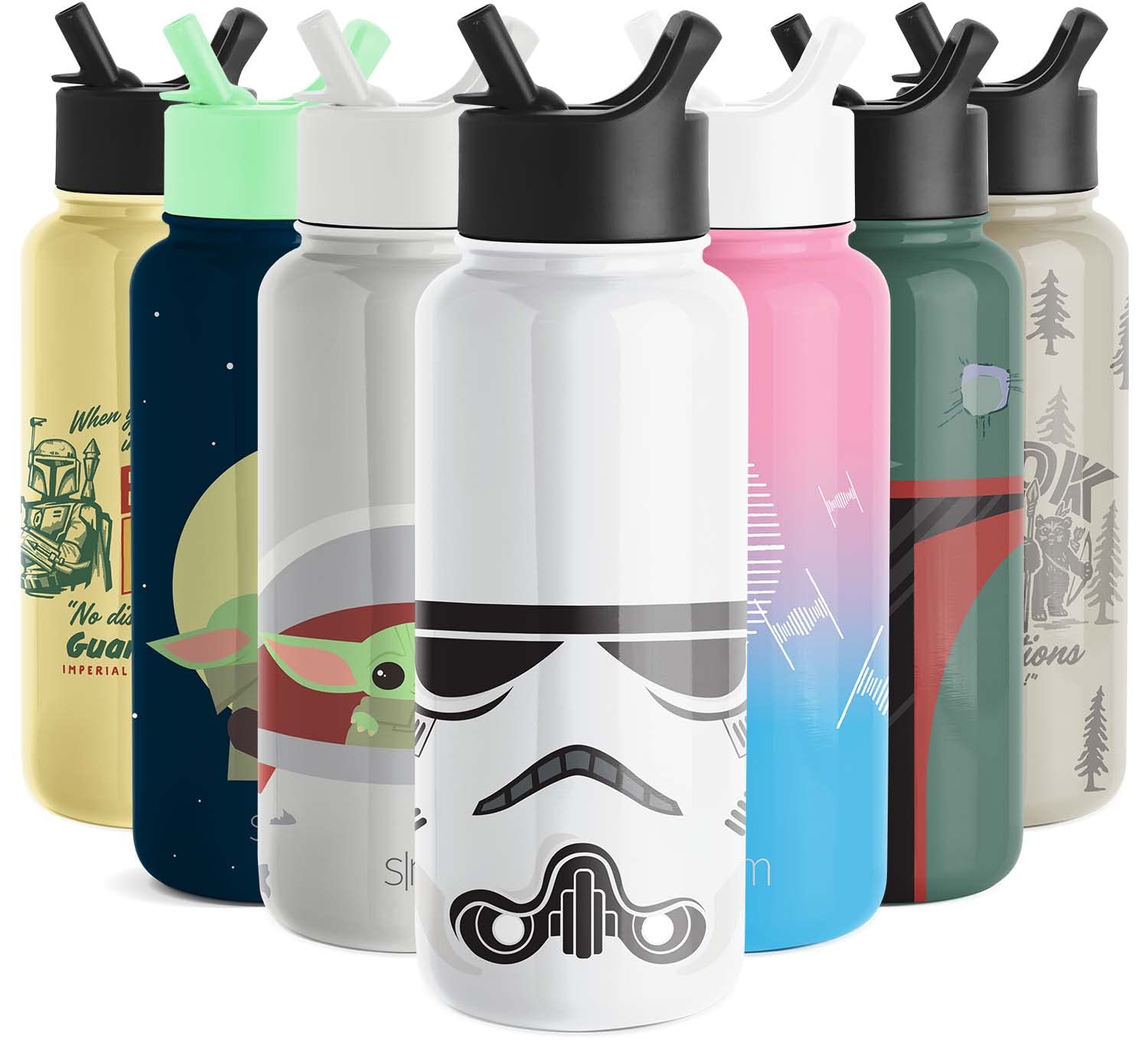 Simple Modern Star Wars Character Water Bottle with Straw Lid Vacuum Insulated Stainless Steel Metal Thermos | Reusable Leak Proof Flask for Gym, Travel, Sports | Summit Collection | 32oz Stormtrooper