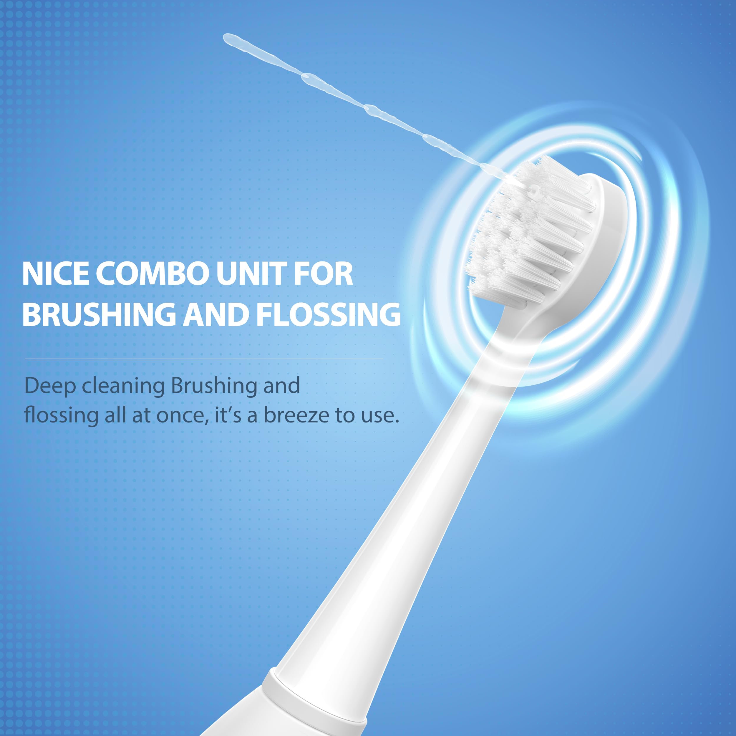 ZoCCee Electric Toothbrush and Water Flosser Combo - Professional USB Rechargeable Flossing Toothbrush - 3 Modes & 5 Pulse & 500ml/17oz Capacity - Flossing and Brushing in One Step (White)