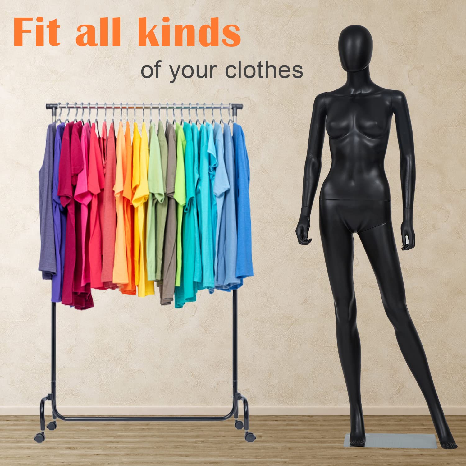 Mannequin Full Body Dress Form Display Adjustable Stand Posable Manikin Torso with Metal Base, White (Female 5)