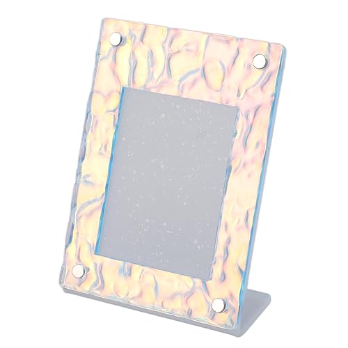 Picture Frame, Easy Cleaning Clear Table Top Photo Frame Acrylic Robust for Cards (Dazzling Color (Stone Head Pattern))