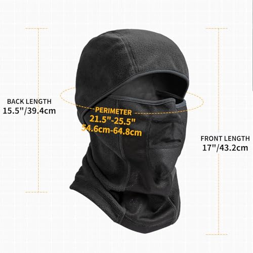 Mens Balaclava Winter Ski Face Mask Breathable Windproof Thermal for Motorcycle Riding Cycling in Cold Weather Black