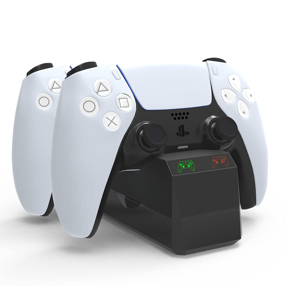 PS5 Controller Charger Station for Sony PS5 Charging Station, Dual Ps5 Charging Dock for Ps5 Charging Controller, Fast Dual Charger with USB C Cable, LED Strap and Indicators - PS5 Charger