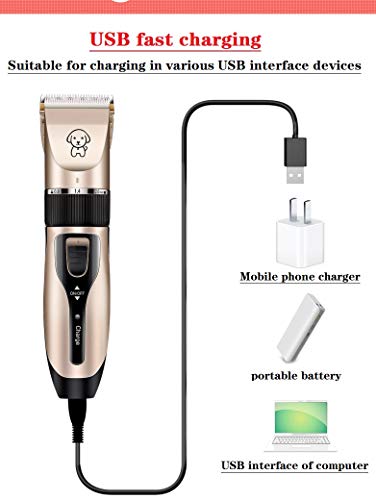 Pet Shaver Clippers Low Noise Rechargeable Cordless Electric Quiet Hair Clippers Set for Dogs Cats Pet