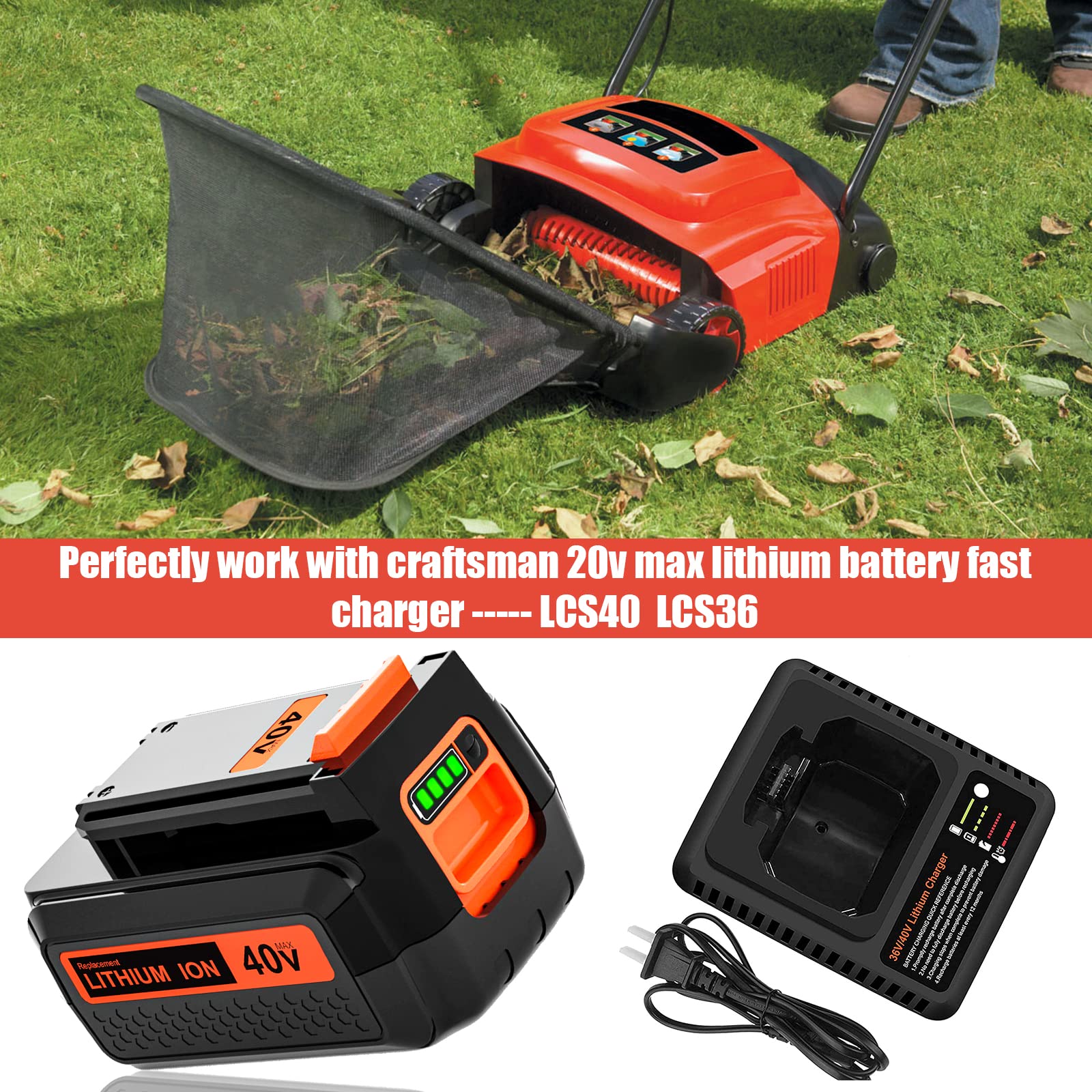 Munikind 40V 3.0Ah Replacement Battery for Black and Decker 40V Battery Lithium LBX2040 LBXR36 LBXR2036 LST540 LCS1240 LBX1540 LST136W Compatible with Black Decker 40V String Trimmer Mower Tools(Red)