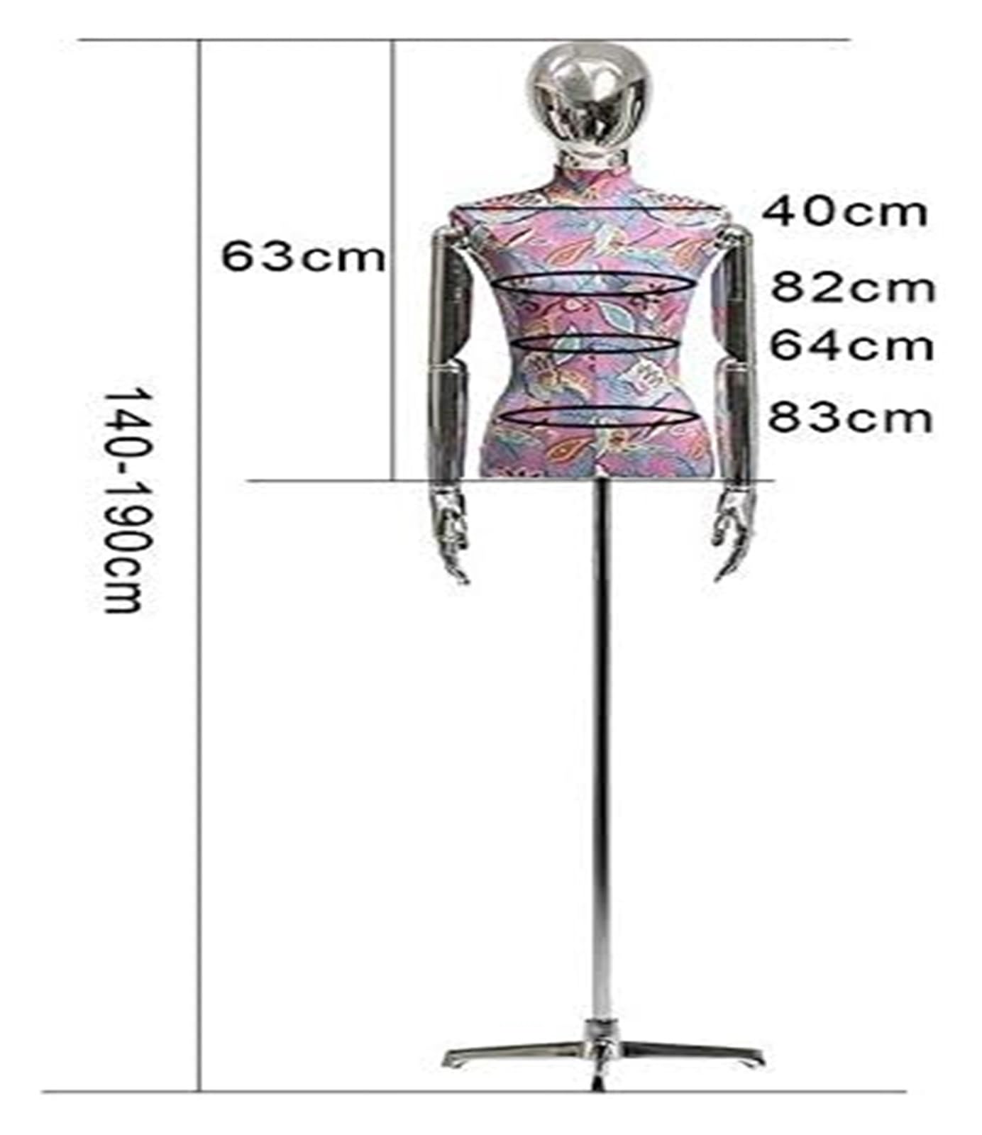 Mannequin Tailors Dummy Dress Form Female Tailors Dummy Dressmakers Dummies Display Bust Silver Plated Arm with Plastic Detachable for Apparel Jewelry Show