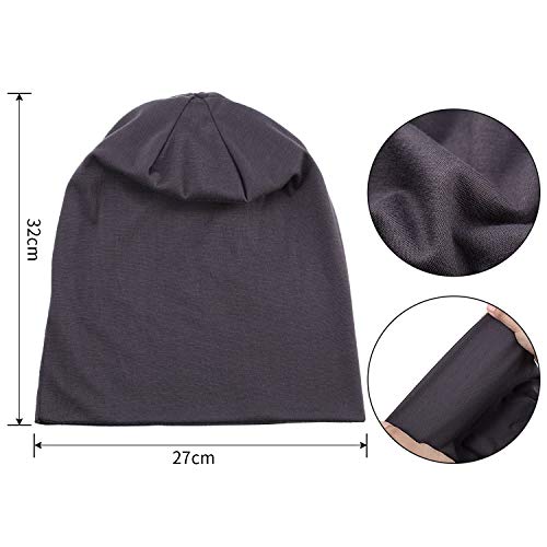 Outus 6 Pieces Thin Knit Slouchy Beanies Cap Cotton Chemo Sleep Cap Dwarf Hat for Women Men