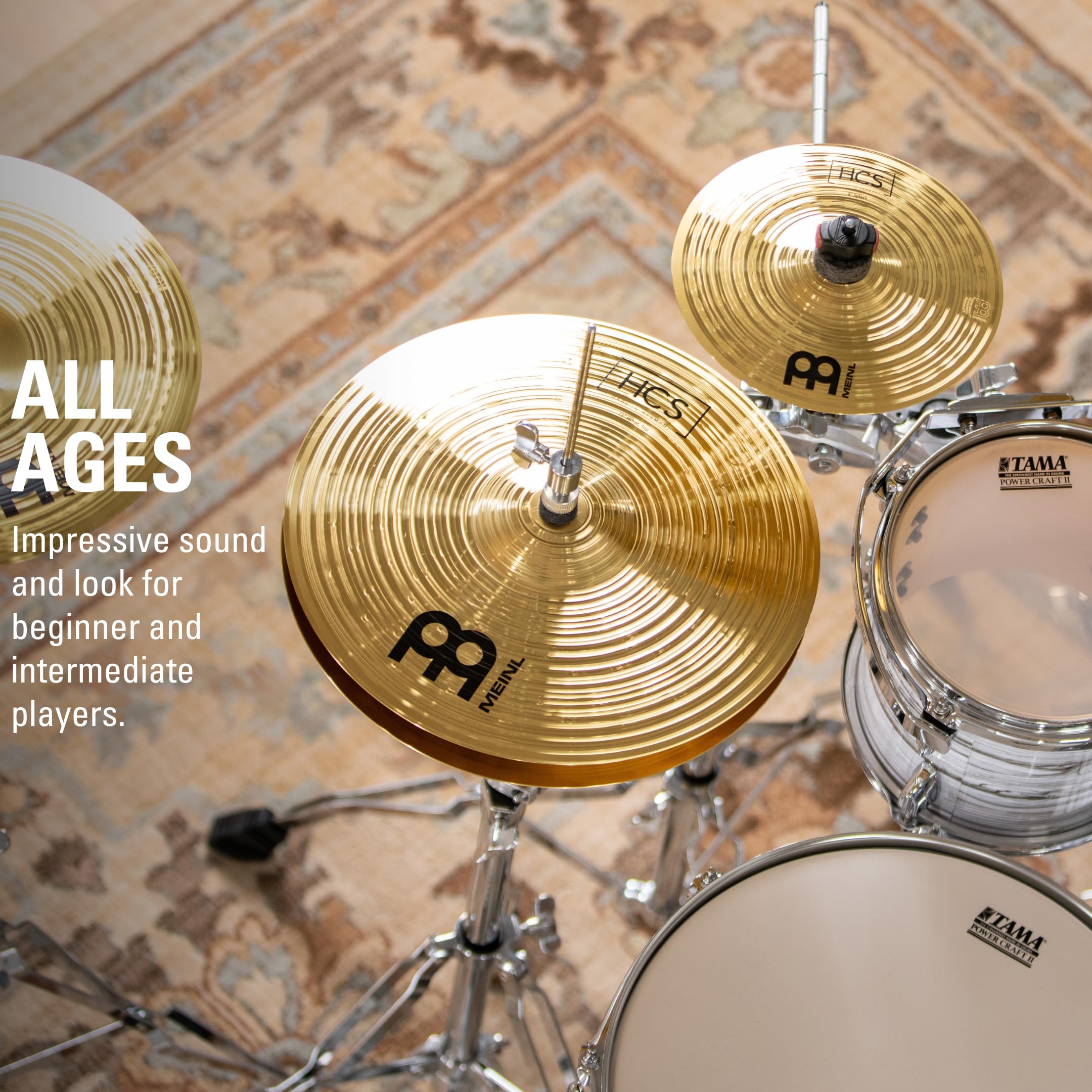 Meinl Cymbals HCS Hihats Cymbals for Drum Set, Made in Germany — Traditional Medium Brass, 2-Year Warranty, 13" Hi hat Pair (HCS13H)