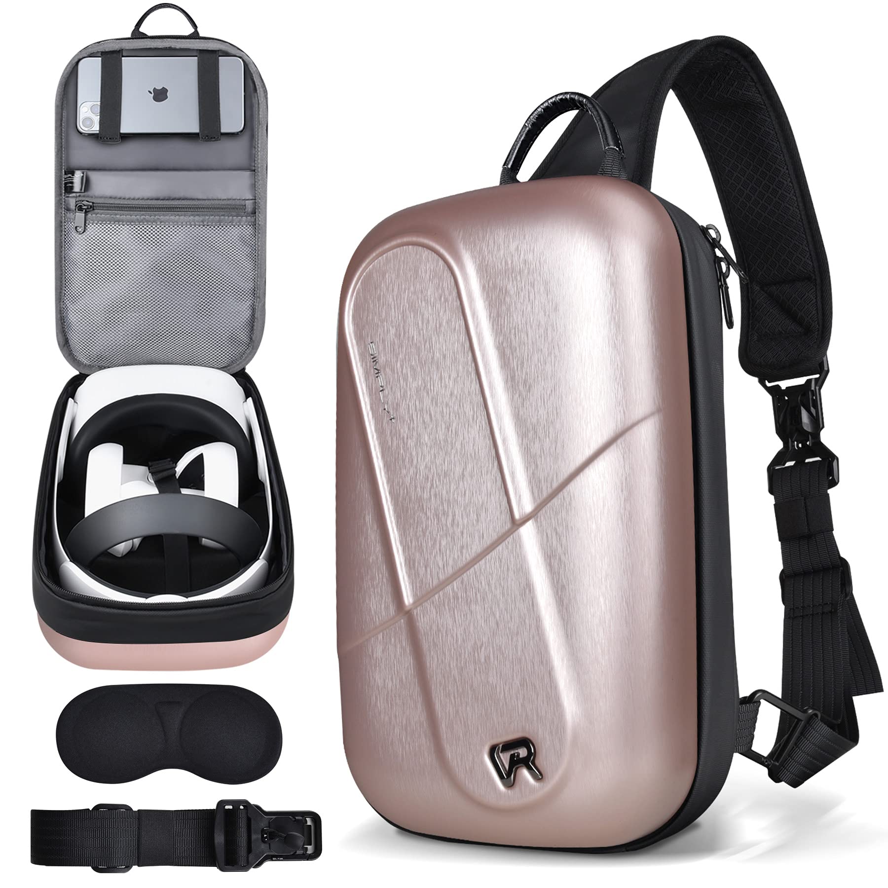 SIMPLY + Detachable Case for Oculus Quest 2/Elite Strap Hard Case VR Gaming Headset/Touch Controllers Accessories, Carrying Case for Oculus Quest 2 Bag, Accessory Bundle Case for Travel&Storage-Pink