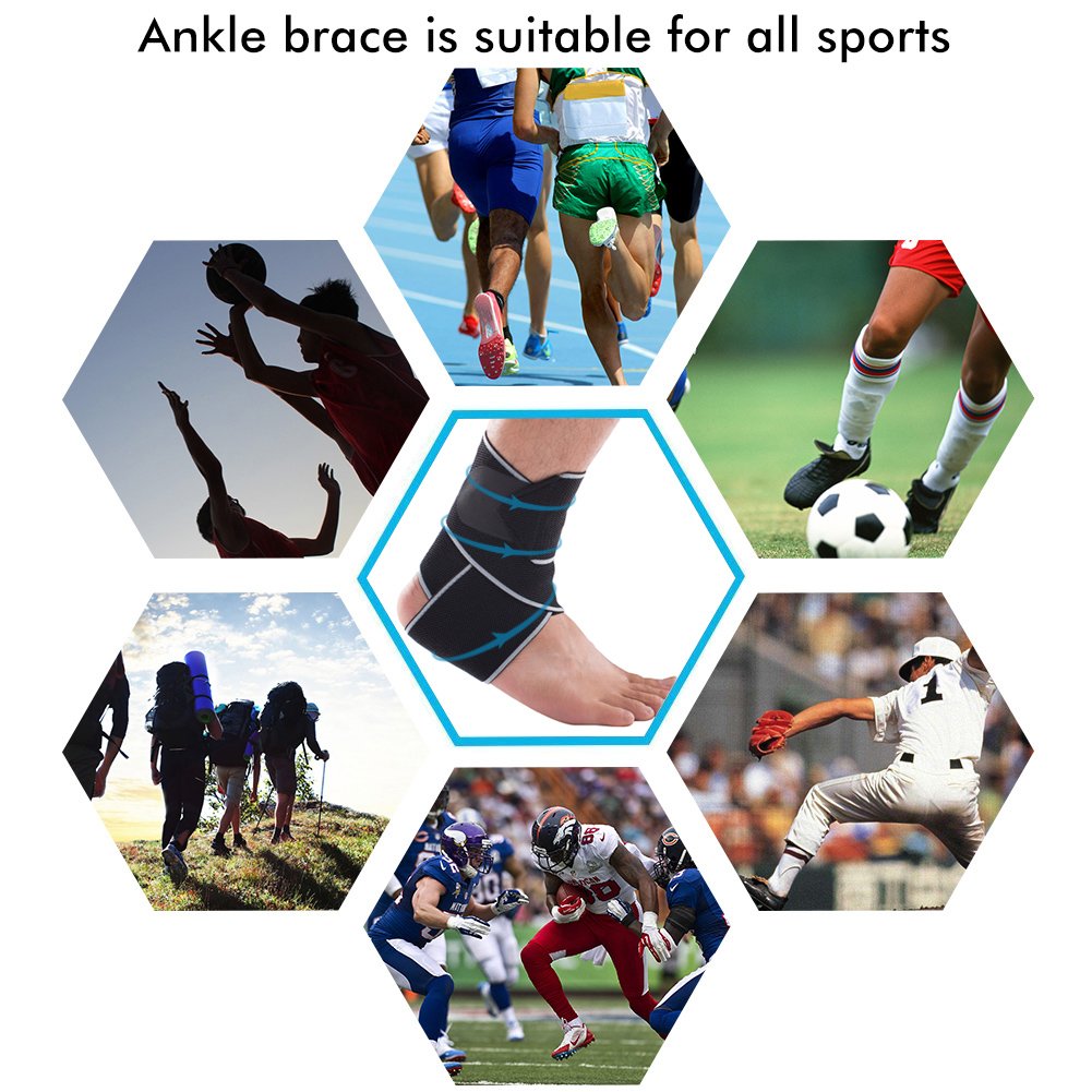 LOKEP Ankle Brace Breathable Ankle Support Adjustable Ankle Stabilizer with Compression Wrap Support, Suitable for Men & Women, Sports -One Size Fits All（Gray）