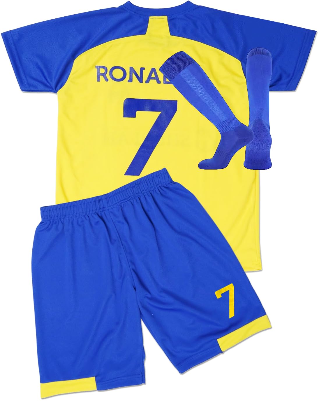 Piseer Soccer Jersey for Kids Boys & Girls No.7 Youth Football Sport Clothing T-Shirt Shorts Set