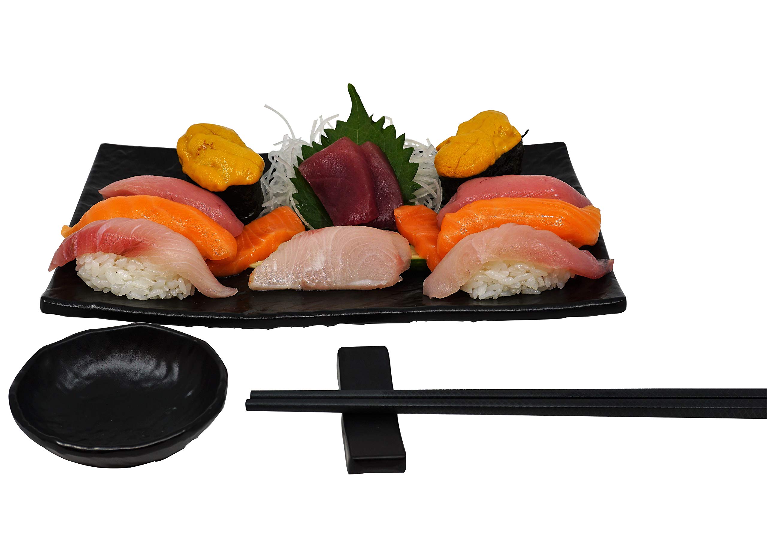 Sushi Unlimited Sushi Set for Two: Sushi Plates, Soy Sauce Bowls, Chopsticks, Includes Chopstick Holders!