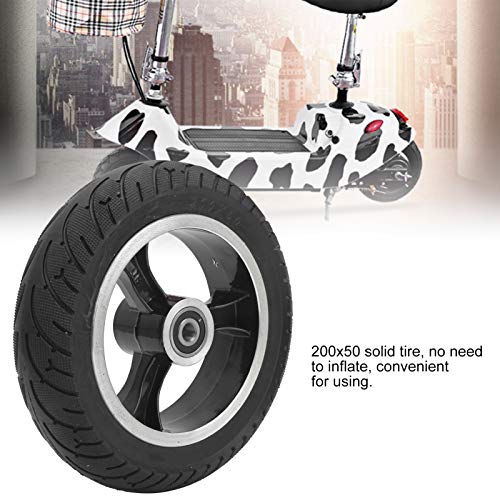 Solid Tire for Electric Scooter, Simple Installation Practical 200x50 Solid Tire Puncture Resistance with Hub Replacement for Electric Scooter
