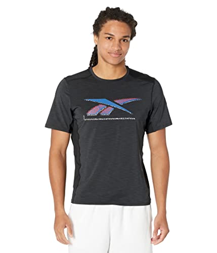 Reebok Men's Standard ACTIVChill Graphic Tee, Black/Blue/Red/Big Vector Logo, Medium