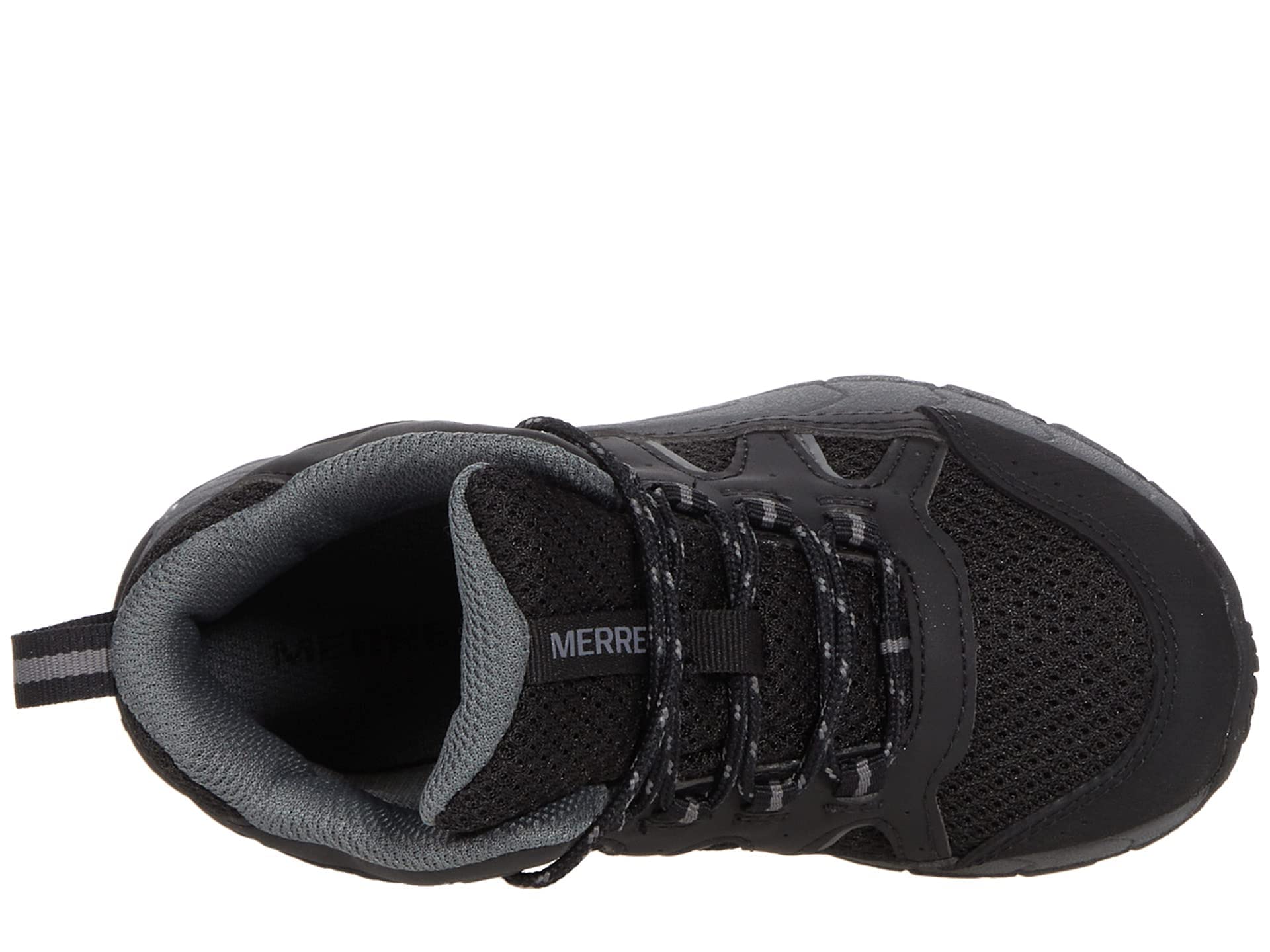 Merrell Oakcreek Mid Lace WTRPF Hiking Boot, Black/Grey, 4 US Unisex Big Kid