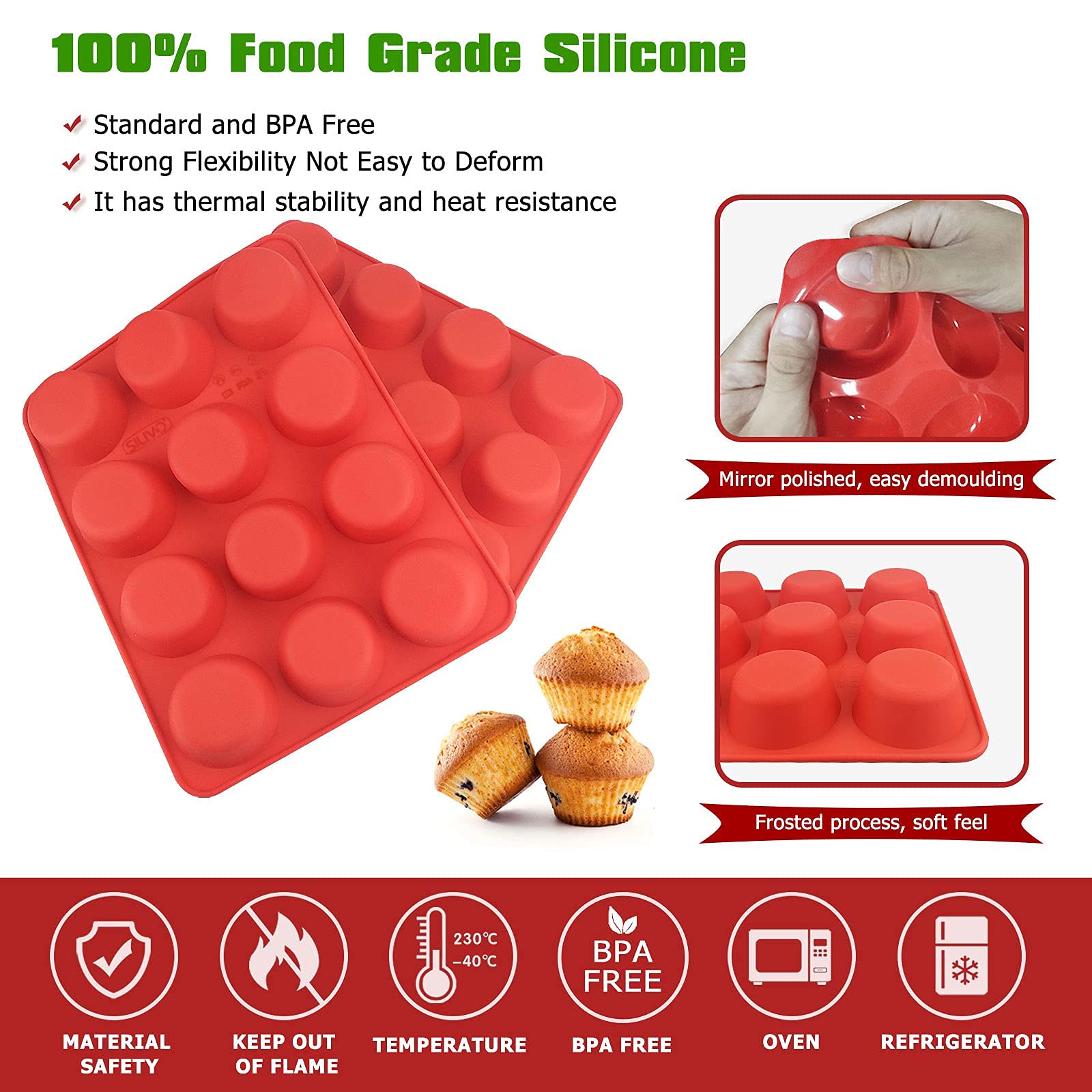 SILIVO 2x Silicone Cake Pans + 2x Silicone Muffin Pans
