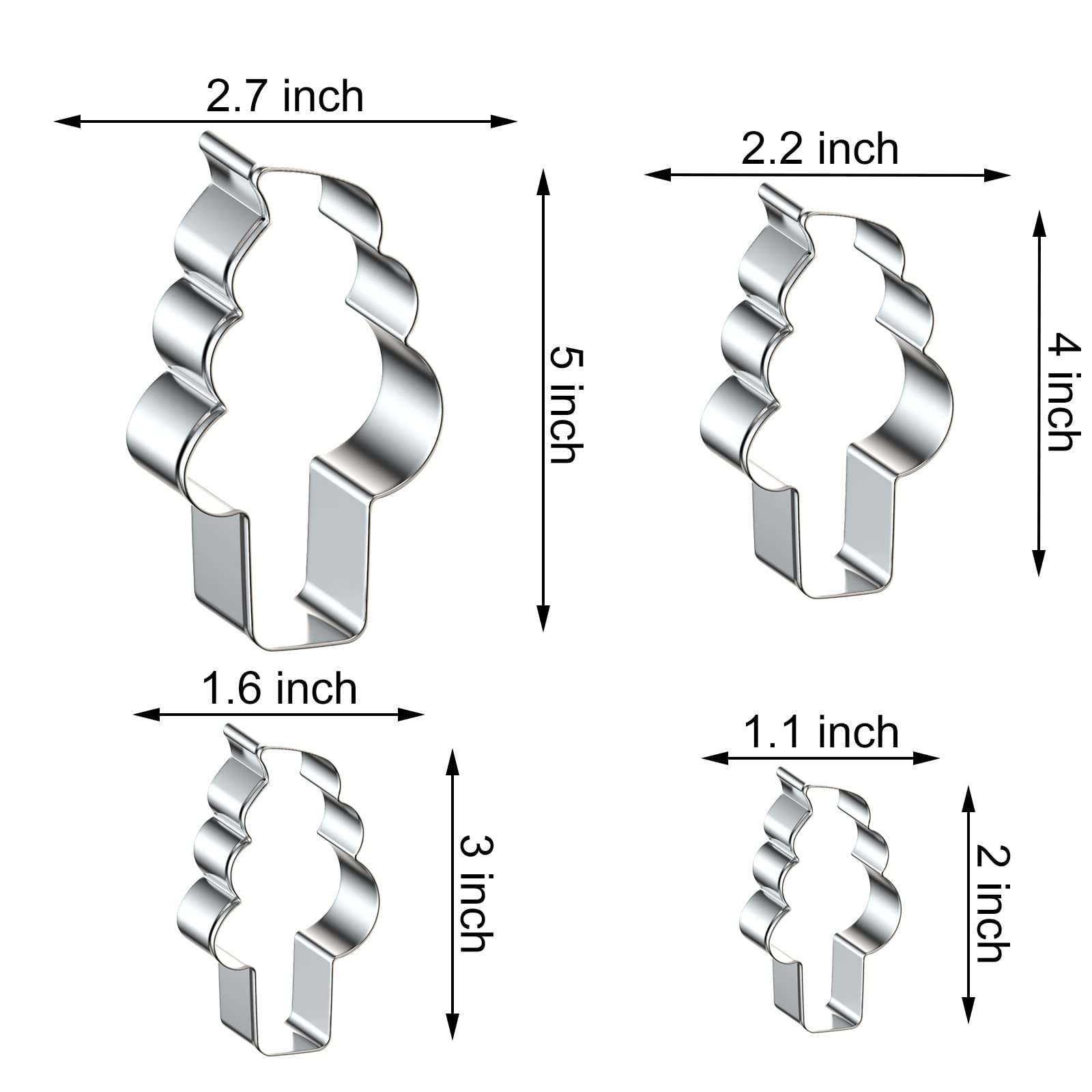 Soft Serve Ice Cream Cone Cookie Cutter Set in Assorted Large Sizes - 5", 4", 3", 2" - 4 Piece - Stainless Steel