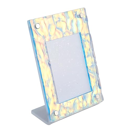 Picture Frame, Easy Cleaning Clear Table Top Photo Frame Acrylic Robust for Cards (Dazzling Color (Stone Head Pattern))