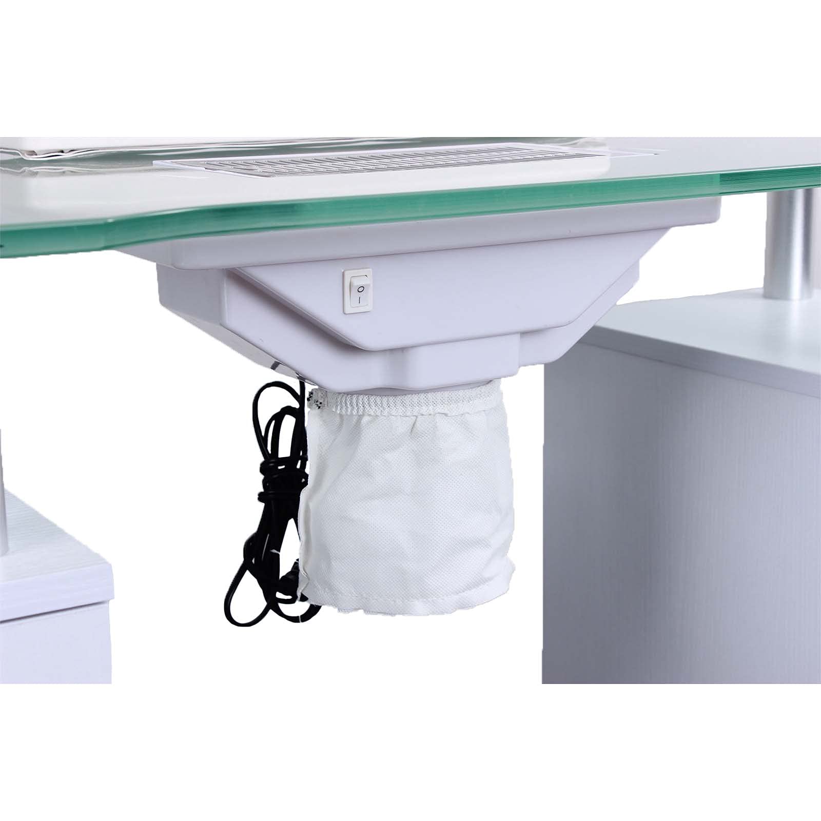 Manicure Table GLASS GLOW WHITE Salon Nail Table Salon Furniture & Equipment