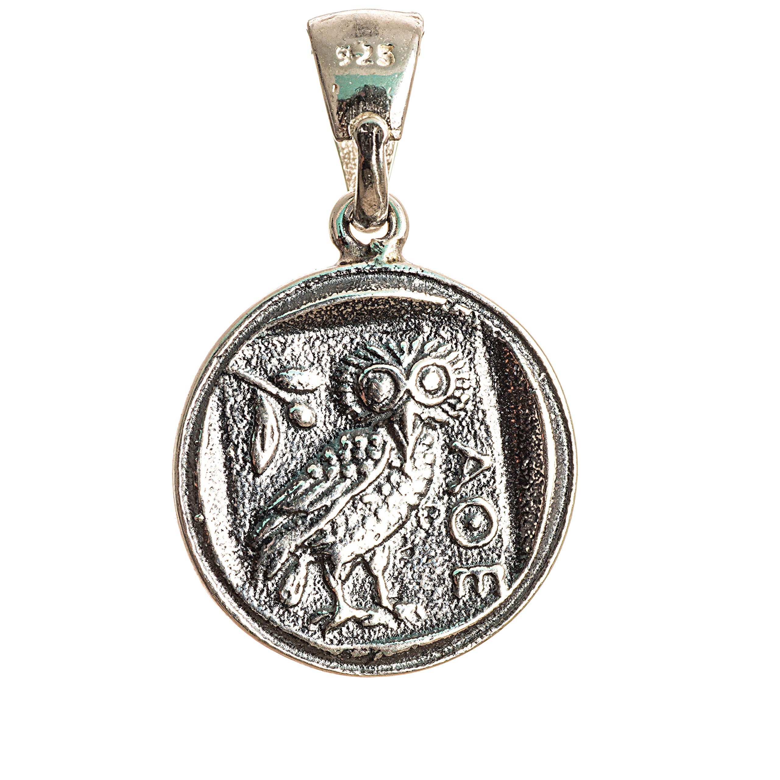 Owl of Athena Wisdom Pendant Small Replica Greek Coin Mythology Rustic