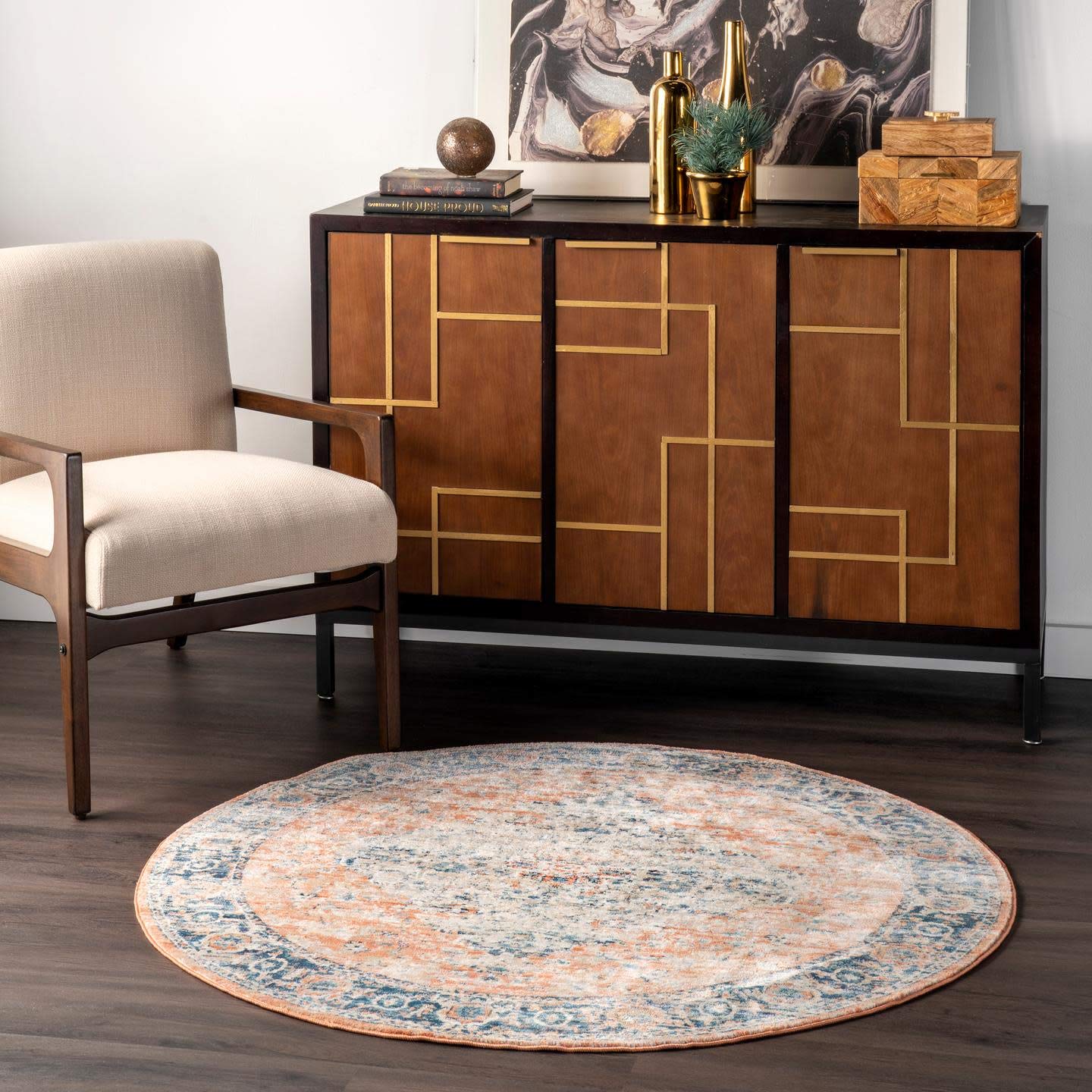 nuLOOM Piper Faded Transitional Accent Rug, 4' Round, Beige