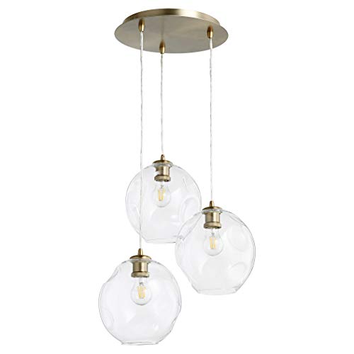 Quorum 63-80 Transitional Three Light Pendant from Numen Collection in Brass - Antique Finish,