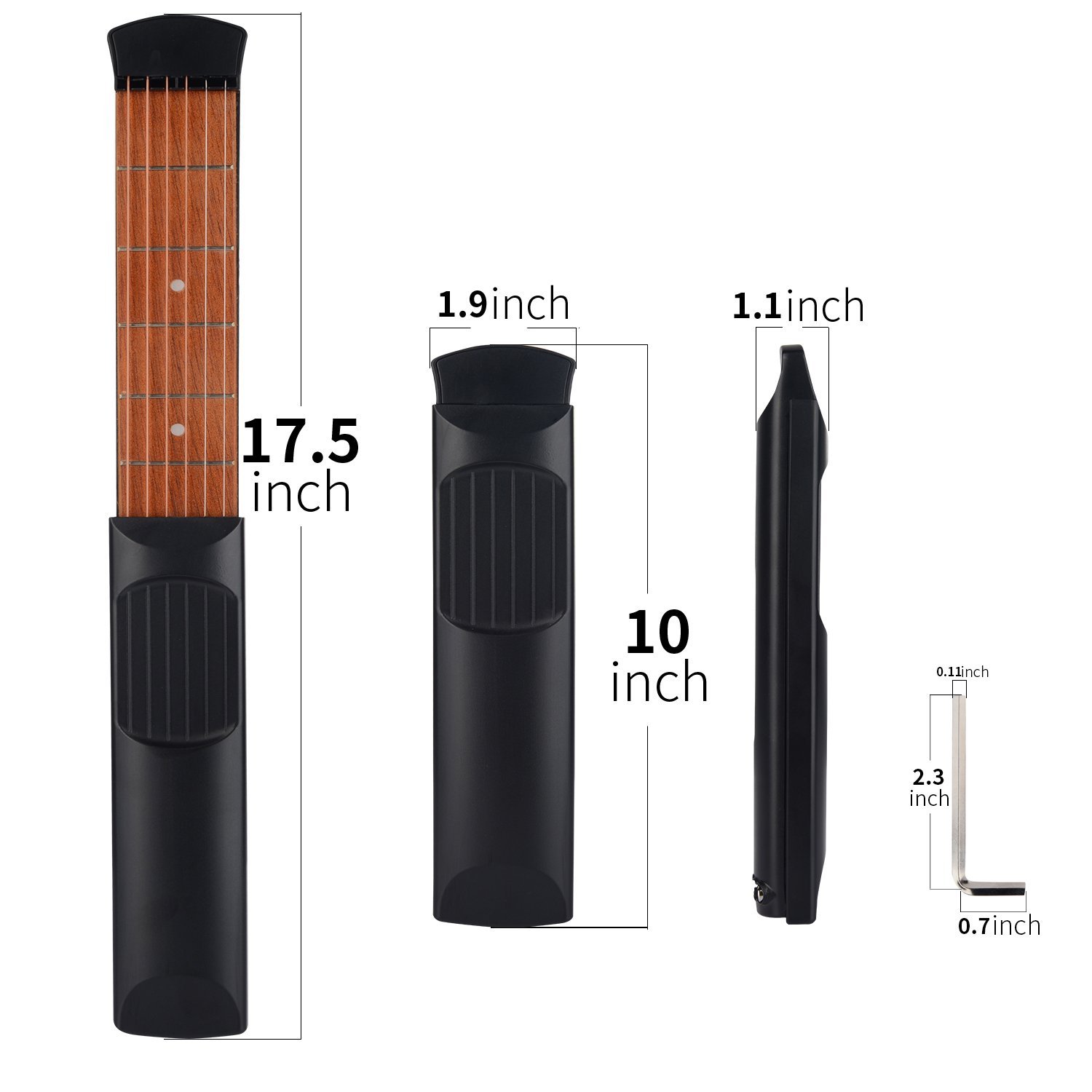 Nanagogo ZH-02 Pocket Guitar Practice Tool Portable Chord Trainer Guitar Finger Exercise & Chords Practice Tool 6 String 6 Fret Black.