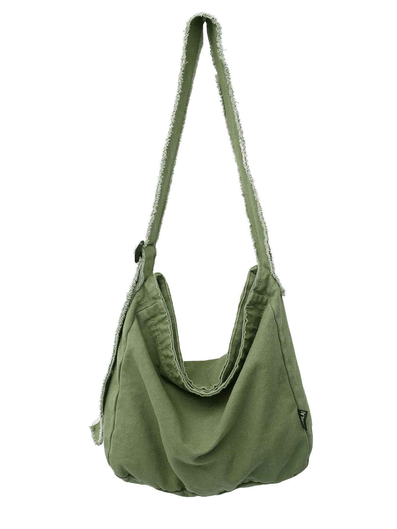 WDIRARA Women's Shoulder Handbags Adjustable Strap Hobo Bags Canvas Tote Bag Green one-size