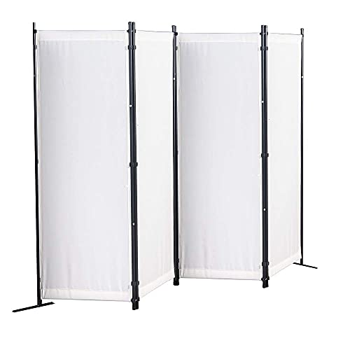 Partition Room Divider,4 Panel Room Dividers,Privacy Screen,Temporary Wall Divider for Home Office Hospital School Dorm(Cream White)