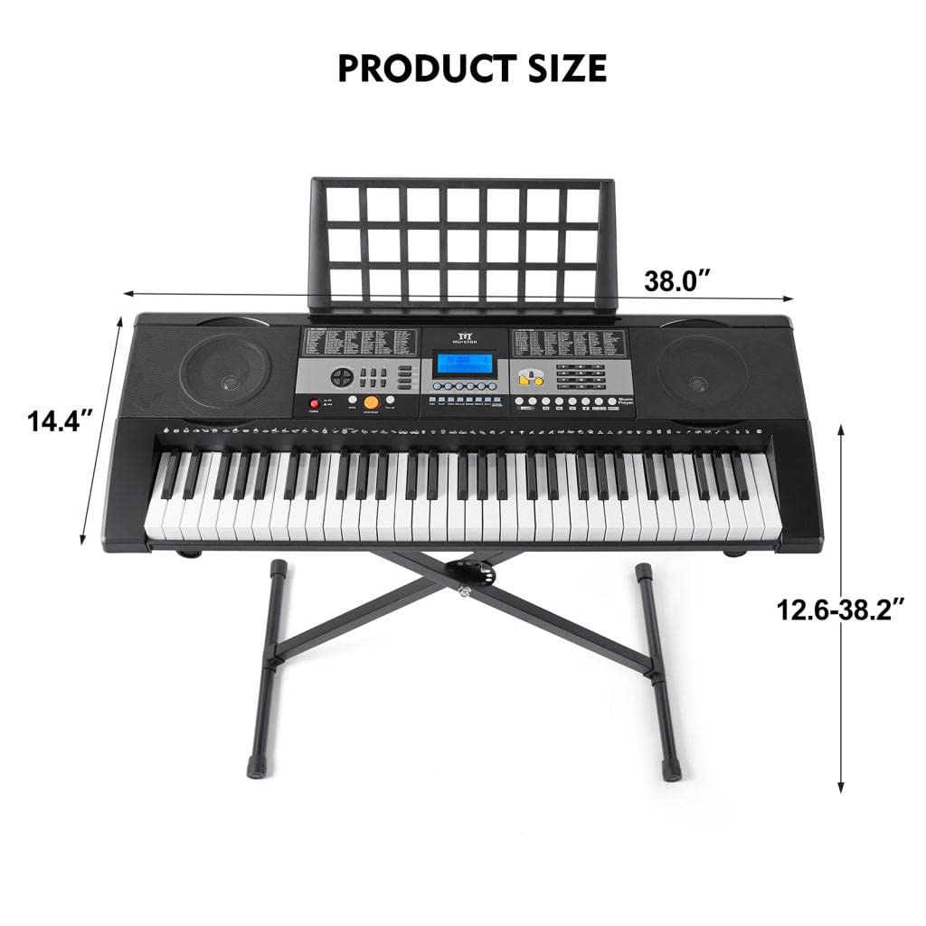 MUSTAR Piano Keyboard, 61 Key Keyboard Piano Electric Piano with Stand, Touch Sensitive Keyboards Piano 61 Key for Beginners, Headphones, Microphone, MP3/USB/LCD Screen, Holiday Birthday Gifts