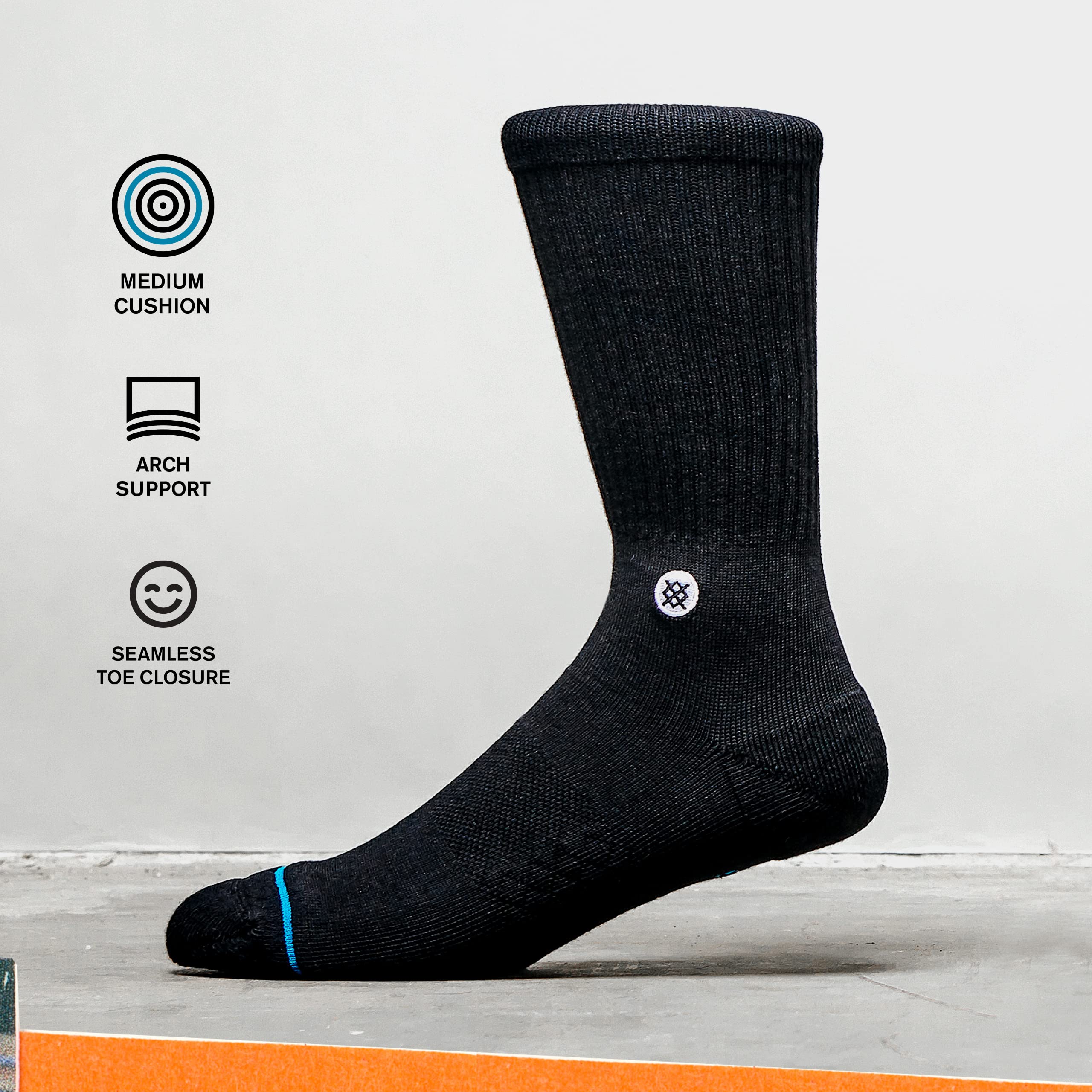 Stance Joker Comic Crew Socks (Large, Black)