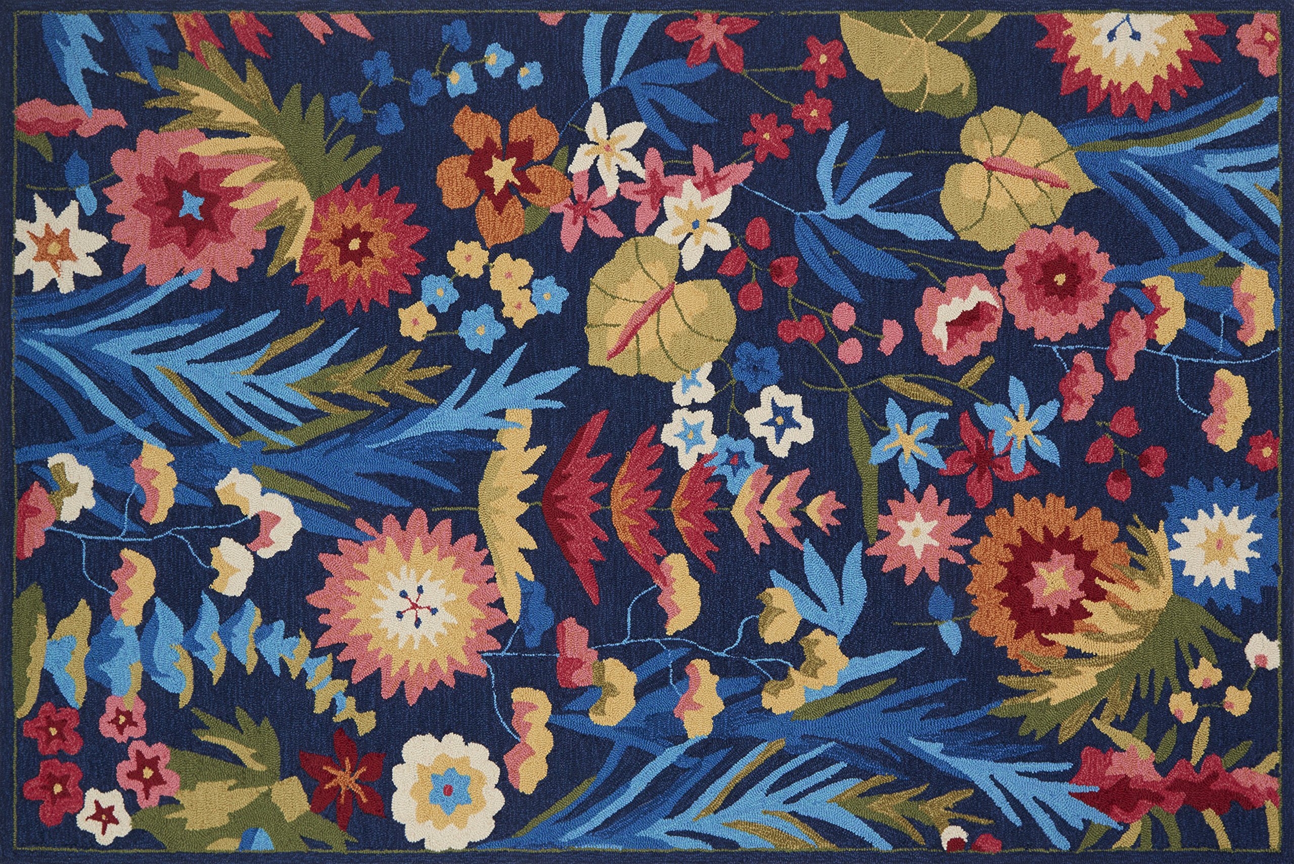 Loloi Francesca Collection Area Rug, 3'-0" Round, Navy/Fiesta