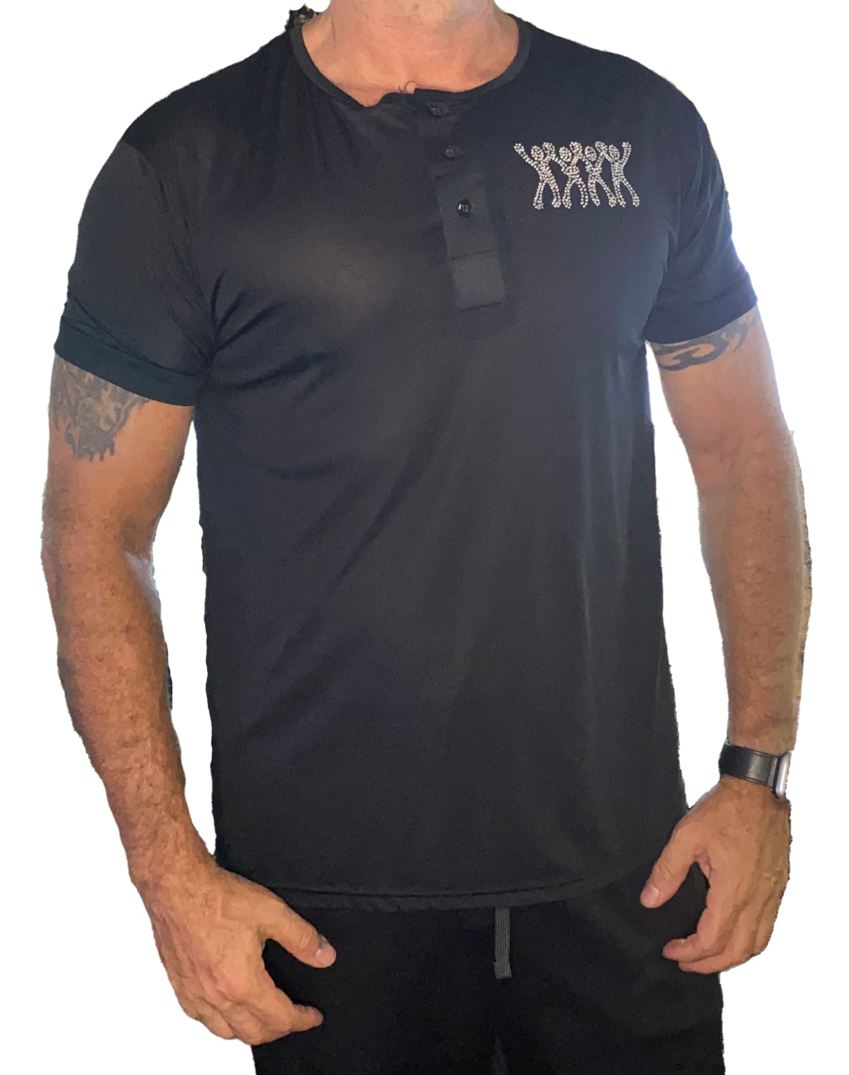 SLS Swing Sheer Shirt (Black and Silver, Large)