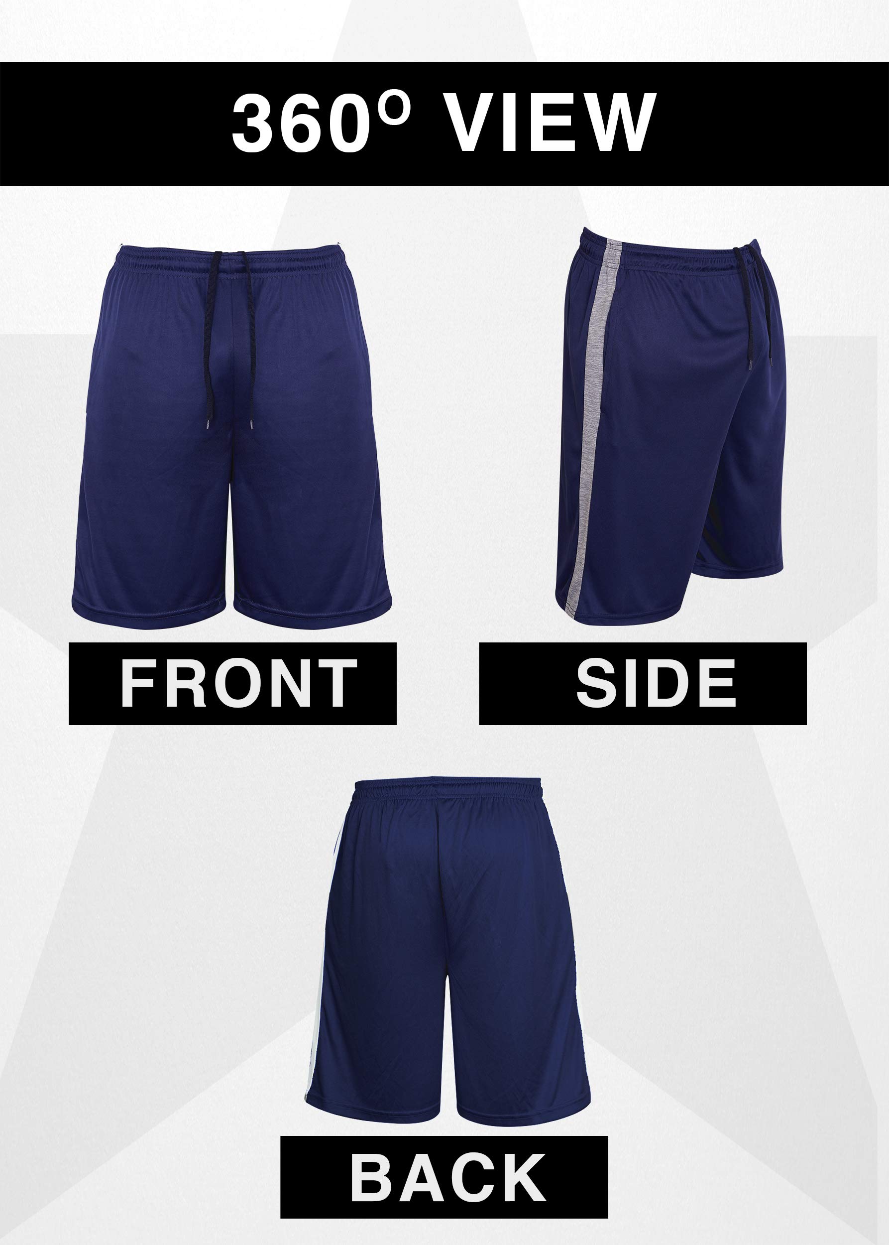 Reset Men's Athletic Workout Shorts with Pockets Dri-Fit Color Block Mesh Gym Shorts - 4 Pack (White/Gray/Black/Navy, Medium)
