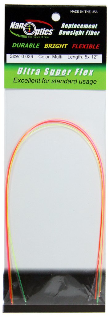 Nanoptics Ultra Super Flex Replacement Bowsight Fiber 12" (Pack of 5) - 0.029" Multi (Green, Yellow, Red, Blue, and Hunter Orange)