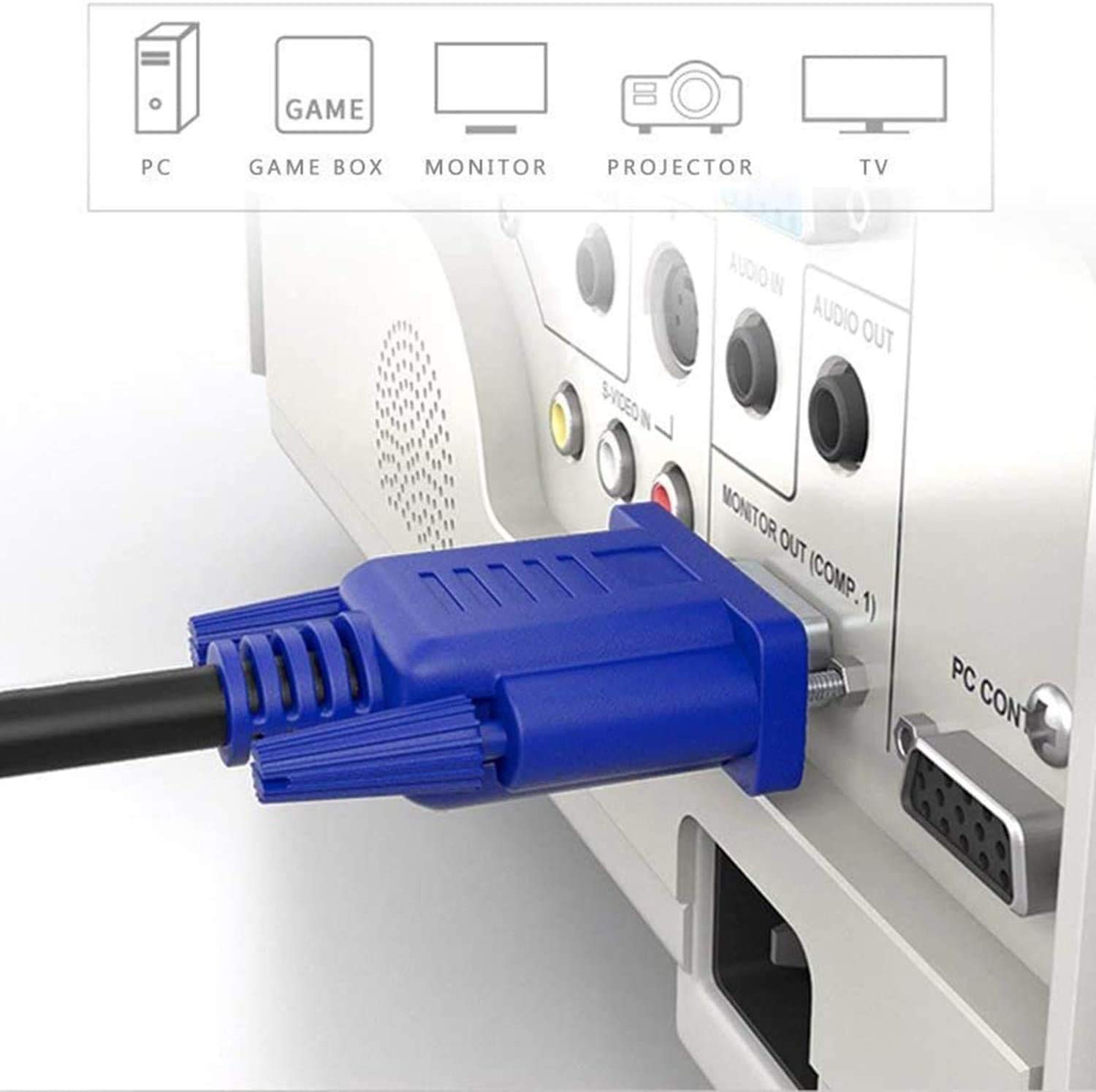 PASOW VGA to VGA Monitor Cable HD15 Male to Male for TV Computer Projector (6 Feet)