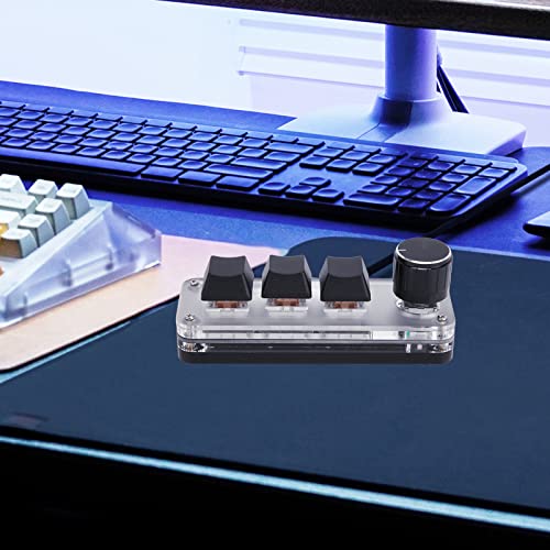 Zyyini 3 Key Mechanical Keyboard, Acrylic RGB Lights Backlit Customizable One Handed Gaming Keyboard,Programming Macro Keyboard,Macro Quick Copy and Paste Keyboard for PC Laptop