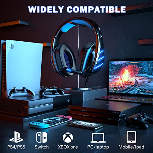 Ozeino Gaming Headset for PS4 PS5 Xbox One PC Switch Laptop with 7.1 Surround Sound, Gaming Headphones with Noise Canceling Mic